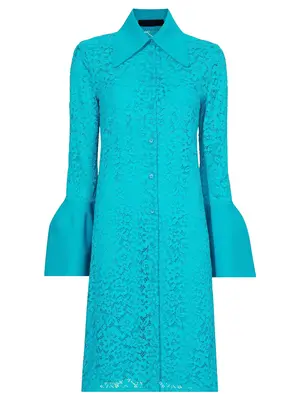 Proenza Schouler Floral Lace Shirt Dress - Blue