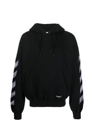 Off-White Diag-print Cotton Hoodie - Black