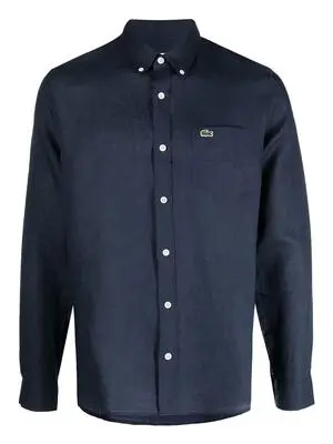 Lacoste Logo-embroidered Button-down Shirt - Blue