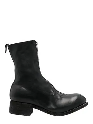 Guidi Front-zip Leather Boots - Black