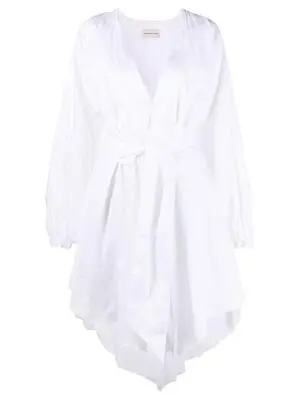 Alexandre Vauthier Ruched-detail Long-sleeve Midi Dress - White