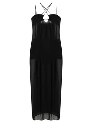 Patrizia Pepe Abito Sottoveste Midi Dress - Black