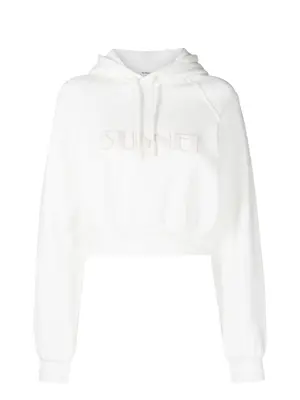 Sunnei Cropped Logo Hoodie - White