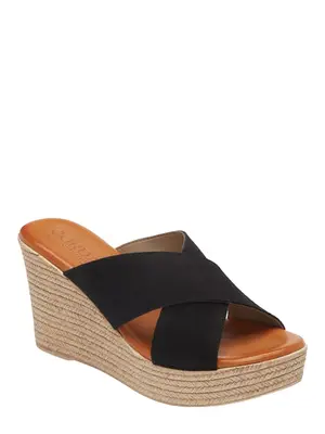 Cordani Braylin Espadrille Wedge Sandal - Black Suede