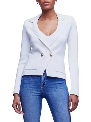 L'Agence Sofia Cotton-blend Cardigan Blazer - White