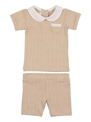 MANIÈRE Raised Stripe Top And Shorts Set - Beige