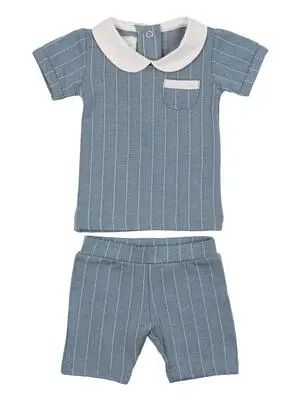 MANIÈRE Raised Stripe Top And Shorts Set - Blue