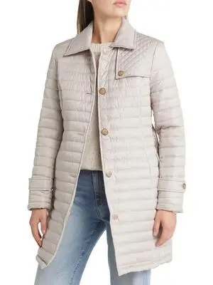 Via Spiga Water-resistant Quilted Trench Coat - Oyster