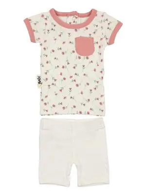 MANIÈRE Floral Print T-shirt & Shorts Set - White