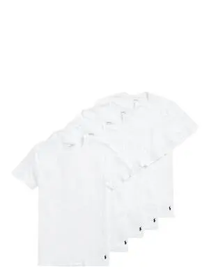 Polo Ralph Lauren 5-pack Relaxed Fit Logo Embroidered Crewneck Undershirts - White/white