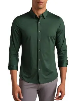 RHONE Commuter Slim Fit Button-up Shirt - Moss Green Oxford