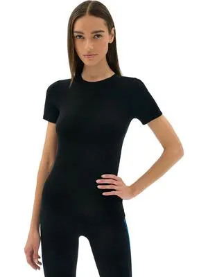 Splits59 Louise Rib Short Sleeve Top - Black