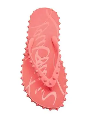 CHRISTIAN LOUBOUTIN Loubi Donna Spike Flip Flops Grapefruit