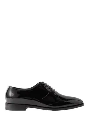 Manolo Blahnik Snowdon Whole-cut Patent-leather Oxford Shoes - Black