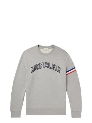 Moncler Logo-print Striped Cotton-jersey Sweatshirt - Gray