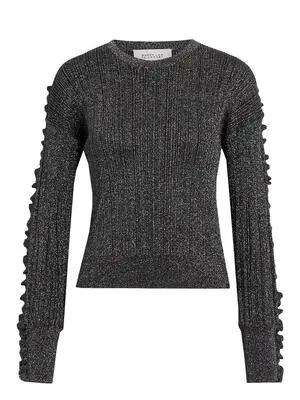 Derek Lam 10 Crosby Ruffled Metallic Ribbed Cotton-blend Sweater - Black