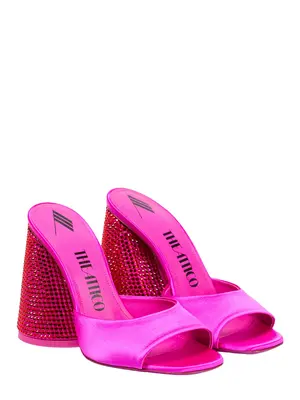 Attico Luz Embellished Satin Mules - Pink