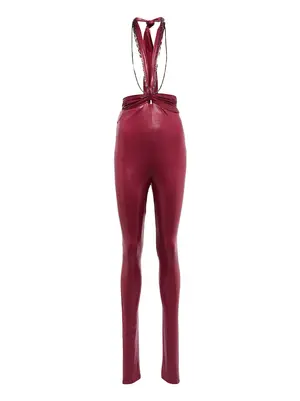 Attico Ruby Chain-trimmed Leggings - Red