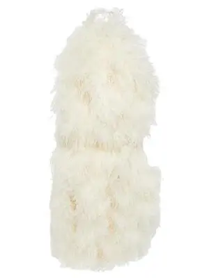 David Koma Feather-trimmed Cady Minidress - White