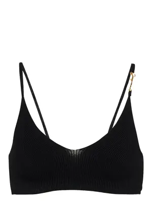 Jacquemus Le Bandeau Pralu Ribbed-knit Crop Top - Black