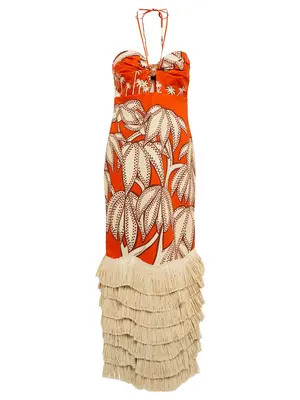 Johanna Ortiz Ruffle Floral Maxi Dress - Multicoloured