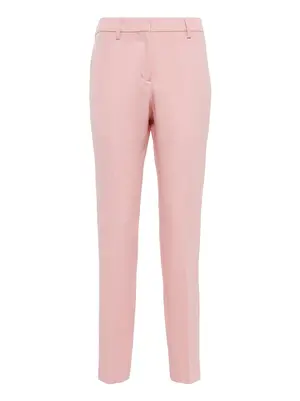 Burberry Mid-rise Slim Wool Pants - Pink