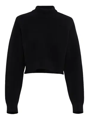 Alaïa Cropped Virgin Wool Turtleneck Sweater - Black