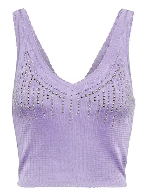 Rabanne Embellished Knit Top - Purple