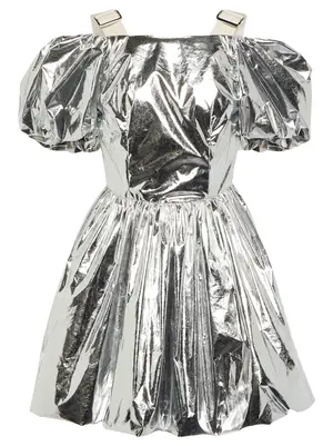 Simone Rocha Puff-sleeve Metallic Minidress - Silver