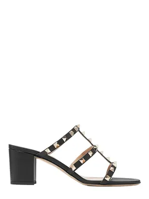 Valentino Garavani Rockstud 60 Leather Mules - Black
