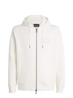 Emporio Armani Cotton-blend Logo Hoodie - White