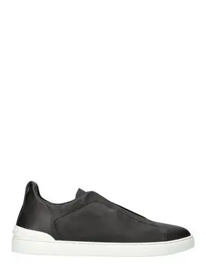 Zegna Leather Triple Stitch Secondskin Sneakers - Brown