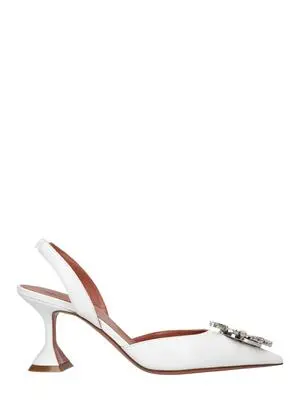 Amina Muaddi Leather Begum Slingback Pumps - White