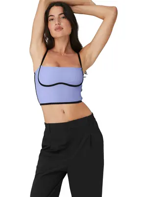 Alo Yoga Airbrush Streamlined Bra Tank Top Infinity Blue/black
