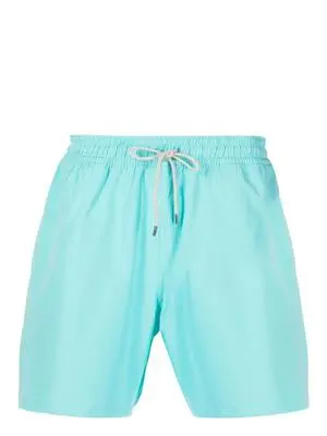 Polo Ralph Lauren Logo-patch Drawstring Swim Shorts - Blue