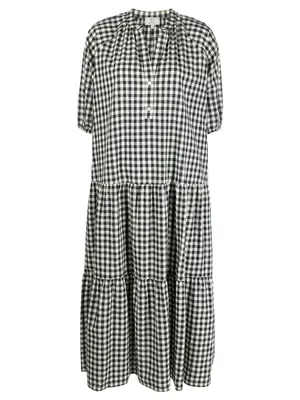 Woolrich Gingham-print Tiered Midi Dress - Blue