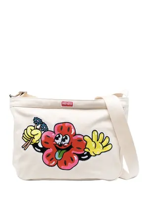 Kenzo Logo-patch Shoulder Bag - Neutrals