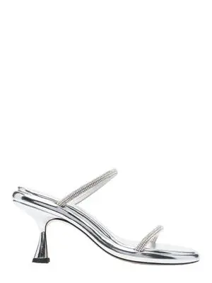 WANDLER Wandler 90mm Crystal-Embellished Metallic Lambskin Sandals