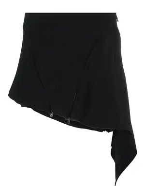 MUGLER Asymmetric Draped Miniskirt - Black
