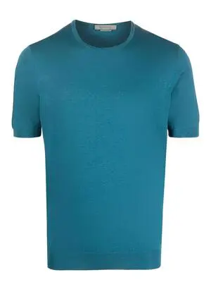 Corneliani Silk-cotton Short-sleeve T-shirt - Blue
