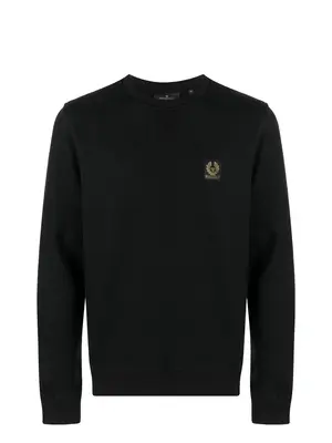 Belstaff Logo-patch Cotton Sweatshirt - Black