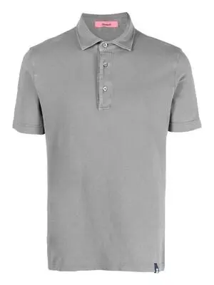 DRUMOHR Logo-patch Cotton Polo Shirt - Grey