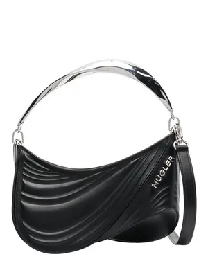 MUGLER Small Spiral Curve Embossed Tote Bag - Black