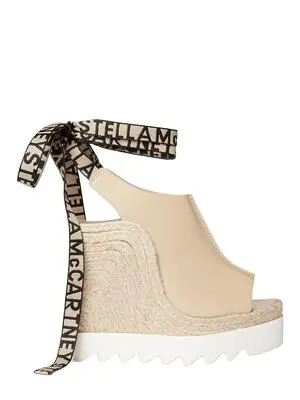 Stella McCartney Gaia Alter Mat Peeptoe Wedge Espadrilles - Sand