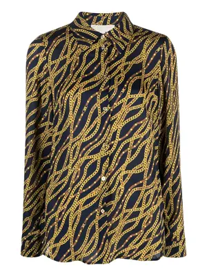 Michael Kors Graphic-print Long-sleeve Shirt - Blue