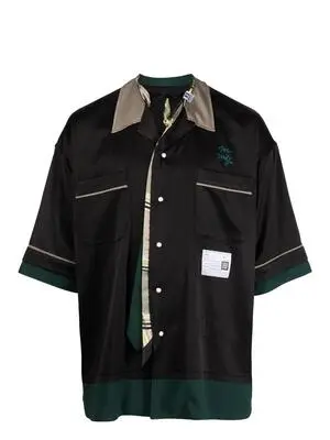 Mihara Yasuhiro Embroidered Bowling Shirt - Black