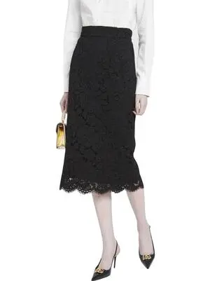 Dolce & Gabbana Lace Midi Skirt - Black