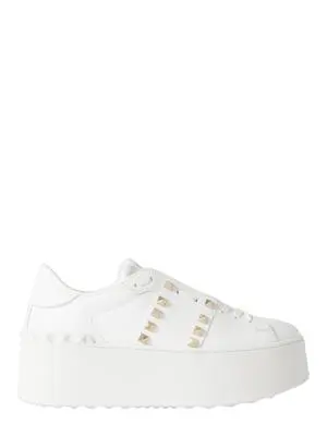 Valentino Garavani Rockstud Untitled Leather Platform Sneakers - White