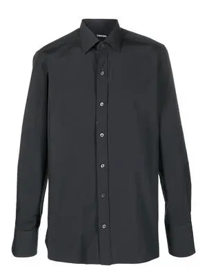 TOM FORD Long-sleeved Cotton Shirt - Black