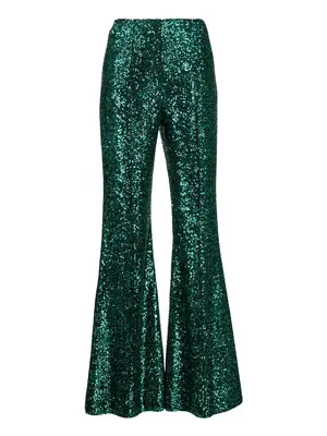 Elie Saab Sequin-embellished Flared Trousers - Green